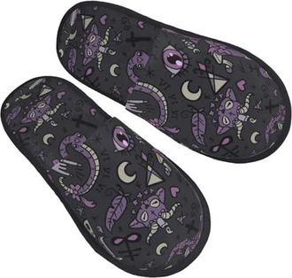 Generic Pantoufles En Coton Violet Noir Gothique Effrayant R&eacute;utilisables Accueil Pantoufles Portative Chaussons DInt&eacute;rieur Pour Spa Invit&eacute; H&ocirc;tel L
