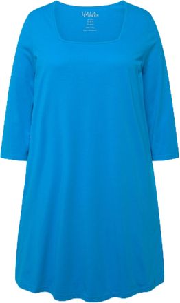 Ulla Popken Damen große Größen Übergrößen Plus Size Longshirt, A-Linie, Carré-Ausschnitt, 3/4-Arm helles azurblau 50+ 825970757-50+