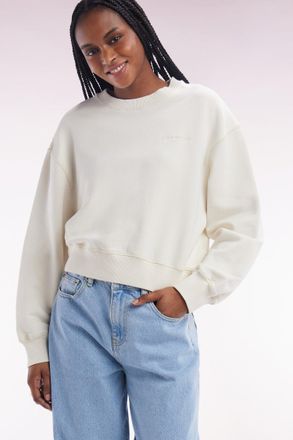 Eden Park Sweatshirt En Coton Beige Coupe D&eacute;contract&eacute;e Courte