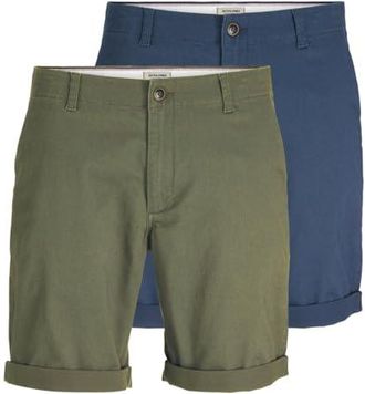 Jack & Jones Short pour Homme, Lot de 2 (1 Olive poussi&eacute;reuse, 1 Denim fonc&eacute;), M