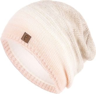 Faera M&uuml;tze Damen Winterm&uuml;tze Mehrfarbig warm gef&uuml;ttert Fleece-Futter Winter Herbst Strickm&uuml;tze Beanie Haube M&auml;dchen 57, Farbe:Rosa