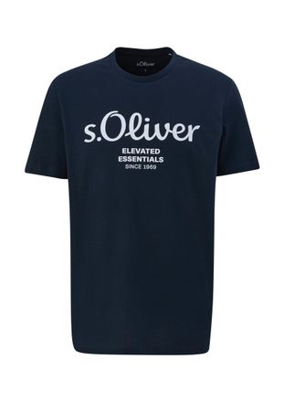 s.Oliver Herren T-Shirt mit Logo-Print - aus Baumwolle, Regular Fit, Rundhals