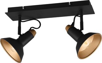 Trio Leuchten Deckenleuchte Roxie 811900232, Metall Schwarz matt/goldfarbig, exkl. 2x E14