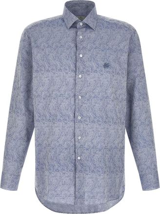 Etro Homme, Chemises, Bleu, Taille: XL Paisley Jacquard Cotton Shirt