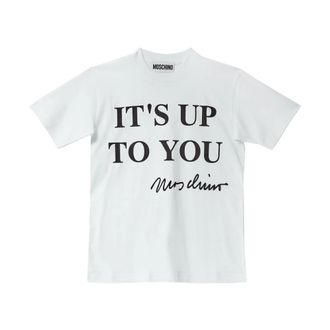 Moschino Empowerment Wei&szlig;es Baumwoll-T-Shirt mit kurzen &Auml;rmeln - - Tops - Damen - Wei&szlig; - S