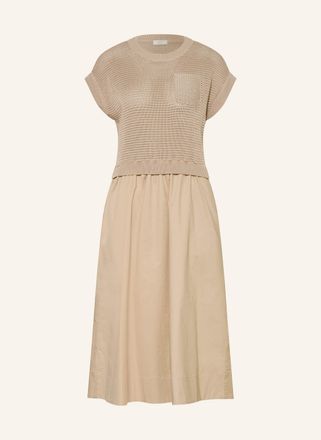 PESERICO Peserico Kleid Im Materialmix Mit Schmuckperlen gold