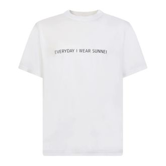 Sunnei Sunnei, Homme, Tops, Blanc, Taille: M T-shirts blancs avec impression de slogan