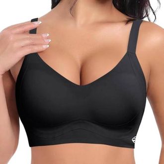 Generic Ce soutien-gorge pour femme avec petite poitrine a un anneau en acier moulant, amincissant, sans couture et r&eacute;glable, Noir, XXL
