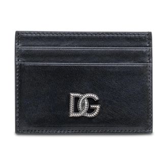 Dolce & Gabbana Homme, Accessoires, Noir, Taille: ONE Size Porte-cartes en cuir de veau Tempesta