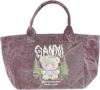 Ganni Forest Teddy large tote bag Woman One Size