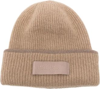 Jacquemus Logo-patch Ribbed-knit Beanie Hat