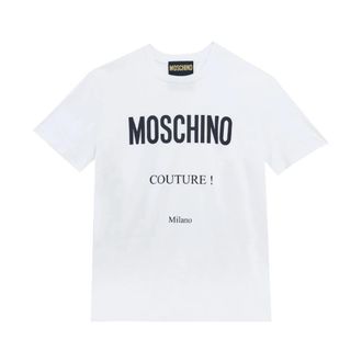 Moschino Label T-Shirt - - Tops - Herren - Wei&szlig; - 2XL