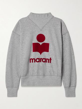 Isabel Marant Sweat En Jersey De Coton Mélangé Floqué Moby - Gris