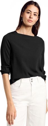 Street One Damen A321752 Struktur-T-Shirt, Schwarz, 36