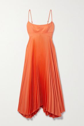 A.L.C. Hollie Midikleid Aus Satin Mit Plissee Und Cut-out - Orange