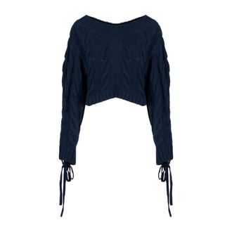 Kenzo Kabel-Pullover mit Schn&uuml;rung - - Knitwear - Damen - Blau - S