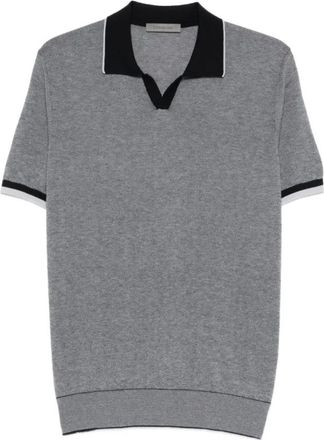 Corneliani Homme, Tops, Gris, Taille: 3XL Polo boutonn&eacute;e en coton et soie