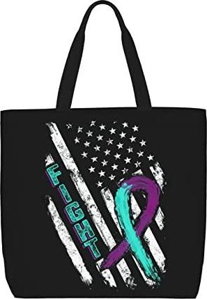 Generic Sac De Courses Drapeau De La Lutte Contre Le Suicide Et De La Sensibilisation &Agrave; La Pr&eacute;vention Du Suicide Sac &Agrave; Provisions En Toile Lavables Sacs En To