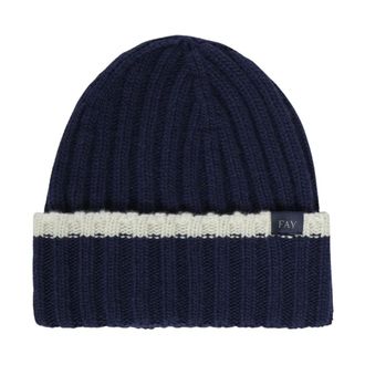 Fay Homme, Accessoires, Bleu, Taille: ONE Size Bonnet c&ocirc;tel&eacute;