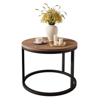 Lukmebel Couchtisch CIRI, 60x60x42cm, rund, schwarz und Stirlingeiche