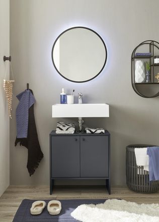 Loftscape home24 Waschbeckenunterschrank Stoshino 60 x 60 x 35cm Blau/Dunkelblau