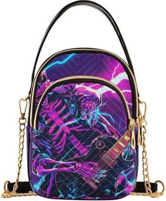 Mnsruu Sac à bandoulière pour femme - Motif squelette fluo, tête de mort - Petit sac à bandoulière avec sangle réglable