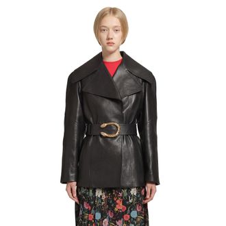 Gucci Belted Leather Nappa Trench Coat