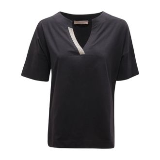D.exterior Femme, Tops, Noir, Taille: 42 FR 60683 Jersey Cotone Cat Polo