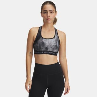 Under Armour Crossback Mid Printed Sport-BH f&uuml;r Damen Schwarz / Titan Grau / Titan Grau XS