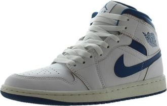 Nike Jordan 1 Mid Chaussures de Basketball pour Homme, Blanc/Bleu Industriel, Taille 42,5 EU, White Industrail Blue Sail, 42.5 EU