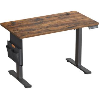 Songmics Bureau R&eacute;glable en Hauteur, 100 x 60 cm, Fonction M&eacute;moire, Port USB-C, Marron et Noir