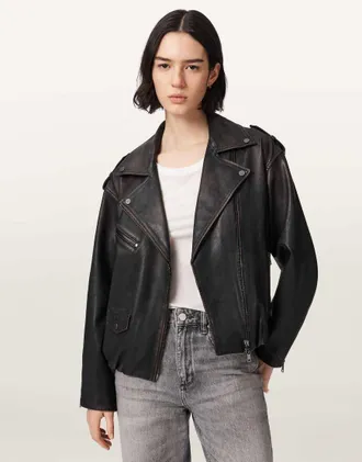 AllSaints Samina - Blouson style motard - Noir et marron-multicolore