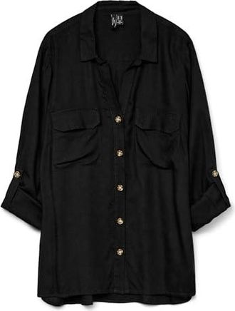 Vero Moda CURVE Vmbumpy New Curve Noos Chemisier L/S pour Femme, Noir, 52