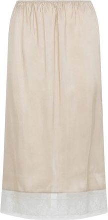 Carven Femme, Jupes, Beige, Taille: 38 FR Silk Pull On Lace Trim Skirt