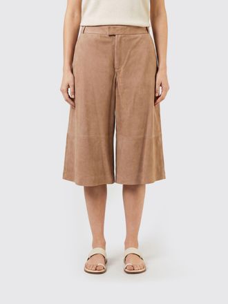 Arma Pantalon Jina cropped large en cuir dagneau su&eacute;d&eacute;