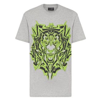 Plein Sport Homme, Tops, Gris, Taille: M T-Shirt Col Rond Thunder Tiger