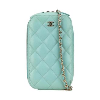 Chanel Pre-owned CC Quilted Caviar Zip Phone Case - - Pre-owned - Damen - Blau - ONE SIZE