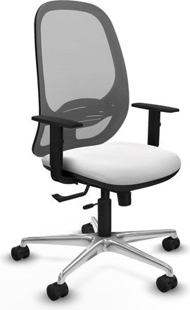 Piqueras y Crespo Einfacher Schreibtischstuhl mit 1D-Armen, h&ouml;henverstellbare Lendenwirbelst&uuml;tze, ausgestattet mit Syncro/Traslack und Schneideschaum, Grau/Wei&szlig;