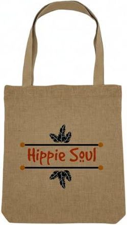 Fabulous Sac Shopping Tote Bag Aspect Lin - Hippie Soul L&Acirc;me dun Hippie Feuilles Am&eacute;rique Boh&egrave;me - Sac de Courses Toile Epaisse 360g Beige Naturel Cabas Port&eacute; 