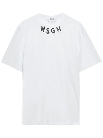 Msgm t-shirt à logo Brushstroke - Blanc