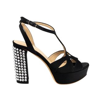 Lella Baldi Sandale mit Plateau- Absatz mit Strasssteinen - - Shoes - Damen - Schwarzk - 35 EU