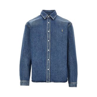 Saint Laurent Cassandre embroidery denim shirt Man S