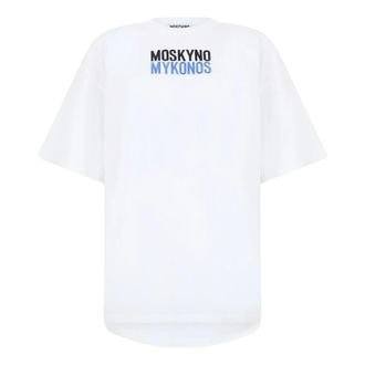 Moschino Wei&szlig;es minimalistisches T-Shirt mit markanten Grafiken - - Tops - Damen - Wei&szlig; - XL