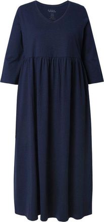 Ulla Popken Maxikleid Jerseykleid Empirenaht V-Ausschnitt 3/4-Arm