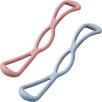 BESPORTBLE 2st&uuml;cke Yoga Zugband Elastische Fitness B&auml;nder F&uuml;r Schulter Nacken Stretching in Rosa Und Nebelblau Strapazierf&auml;higes Yoga-Stick Kit F&uuml;r Muskelkr&auml;ftig