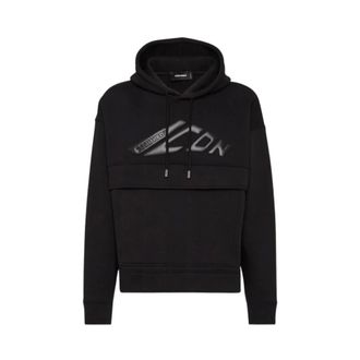 Dsquared2 Homme, Sweatshirts et sweats à capuche, Noir, Taille: M Sweat à Capuche Ample avec Poche Kangourou