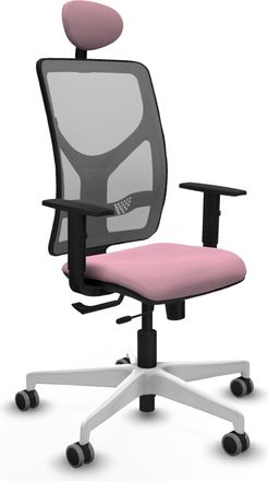 Piqueras y Crespo Drehstuhl mit 1D-Armlehnen, h&ouml;henverstellbare Lendenwirbelst&uuml;tze und festes Kopfteil, ausgestattet mit Syncro/Traslack und Schneideschaum, Grau/Rosa