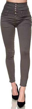 Elara Jeans Femmes Stretch Taille Haute Skinny Chunkyrayan EL60-6 Grau-44 (2XL)