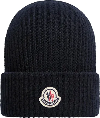 Moncler Moncler Wool & Cashmere Beanie, Men, Blue, Size: One Size