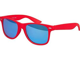Balinco Lunettes de soleil UV400 CAT 3 CE Rubber - avec charnière à ressort pour femmes & hommes (rouge - bleu miroité)